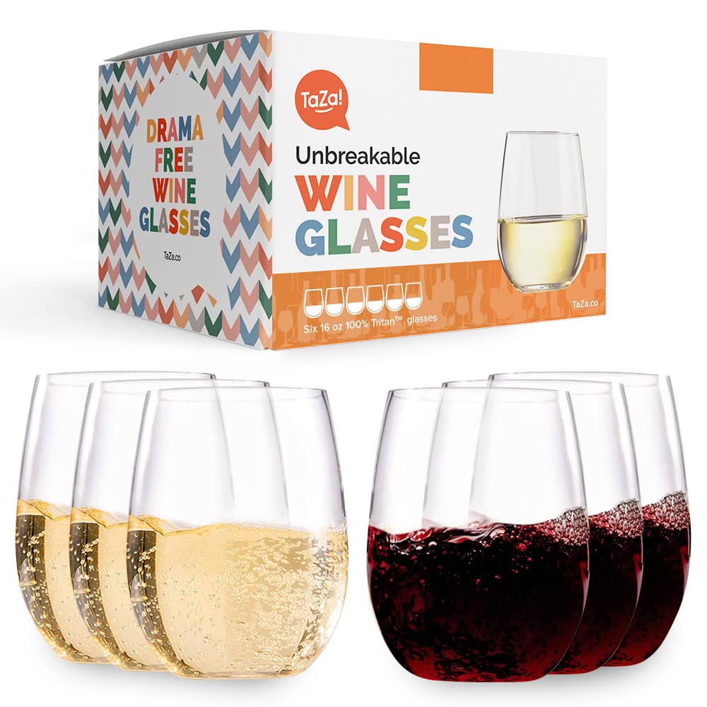 Snapklik.com : Outdoor Wine Glasses Stemless, 16oz Set Of 6 ...