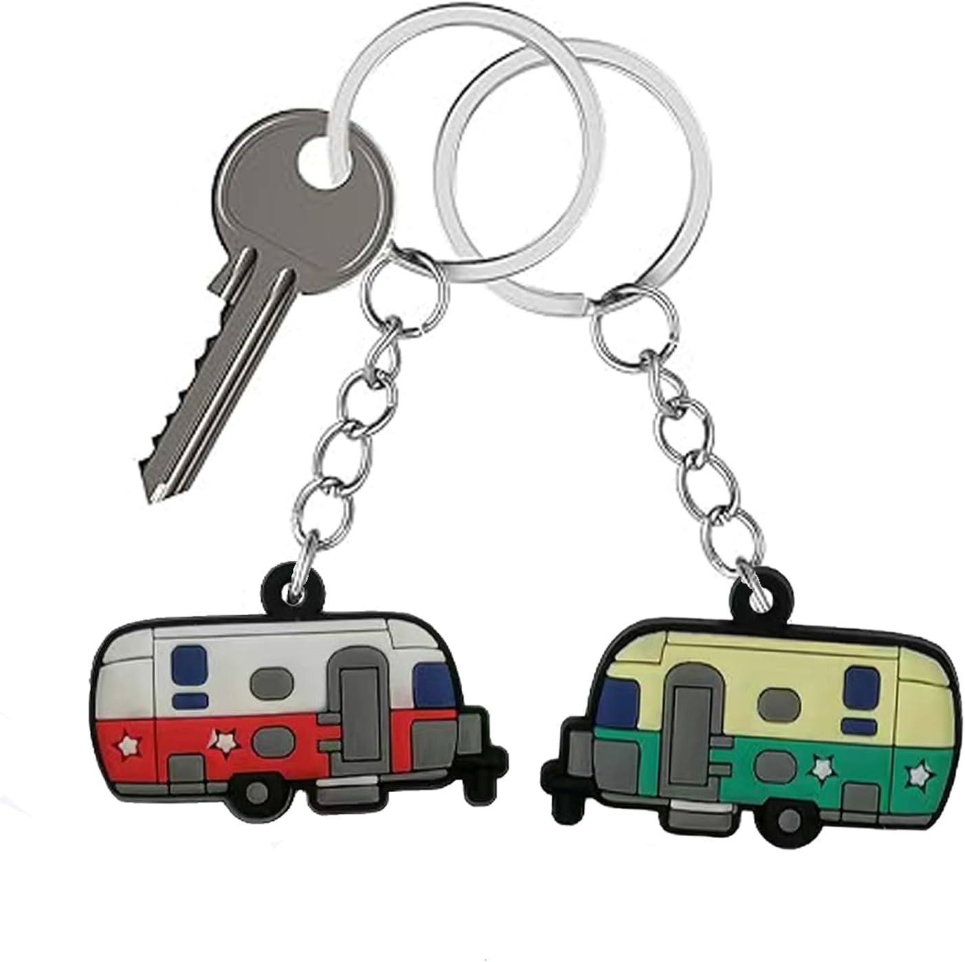TrustBlai Camper Keychain Set, 2 Pack Happy RV Camping Trailers Keyring ...