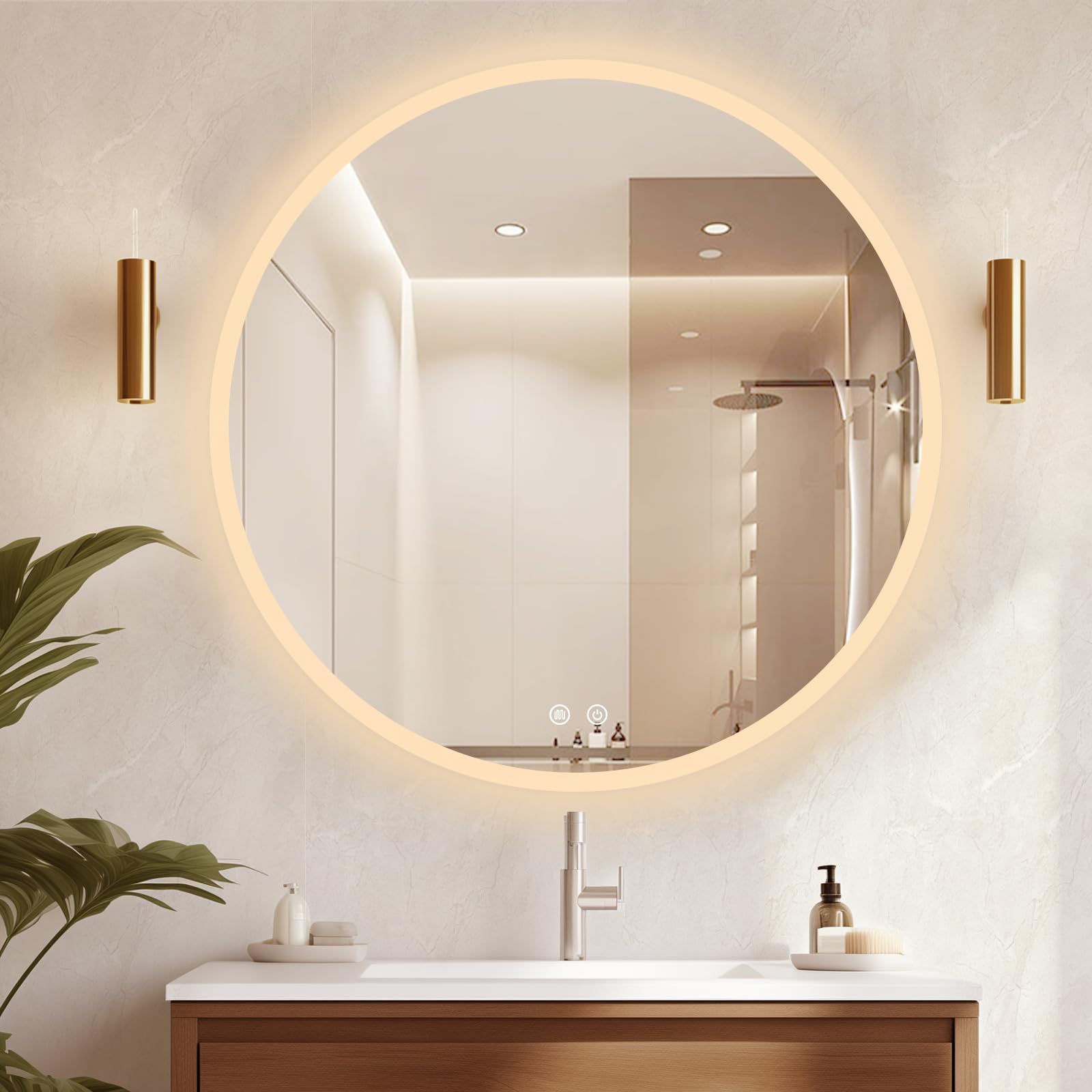 Amazon.com: Niccy 36 Inch LED Round Mirror with Light, Backlit/Front ...