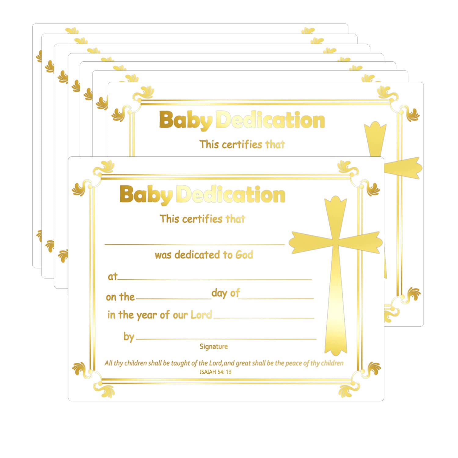 Amazon.com : Well Tile 25 Pack Baby Dedication Certificate Card 8.5x11 ...
