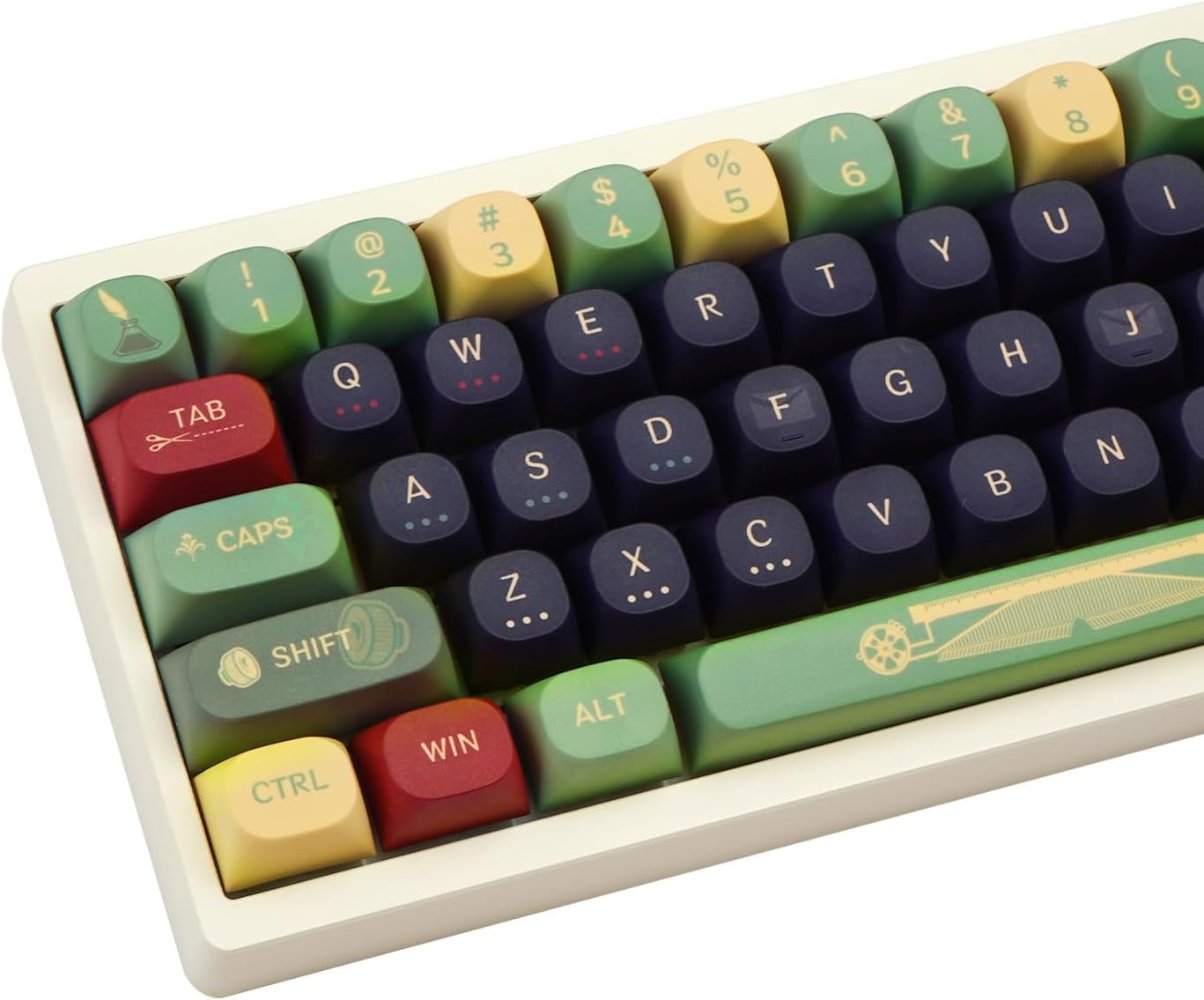 Amazon.com: TIMSEKER 119 Keys Retro Green and Black Keycaps, MA Profile ...