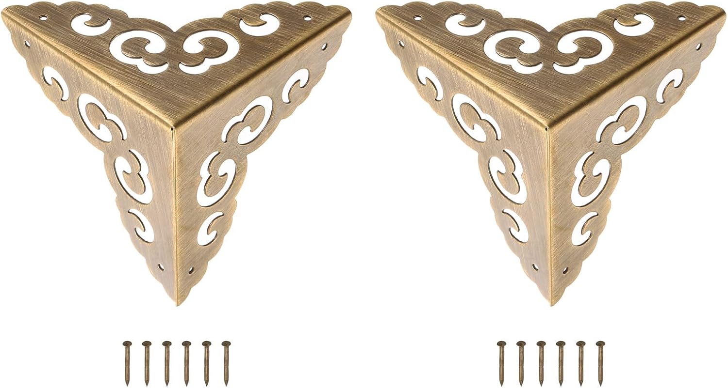 Amazon.com : uxcell 2 Pcs Brass Edge Guard, 65mm Decorative Box Corner ...