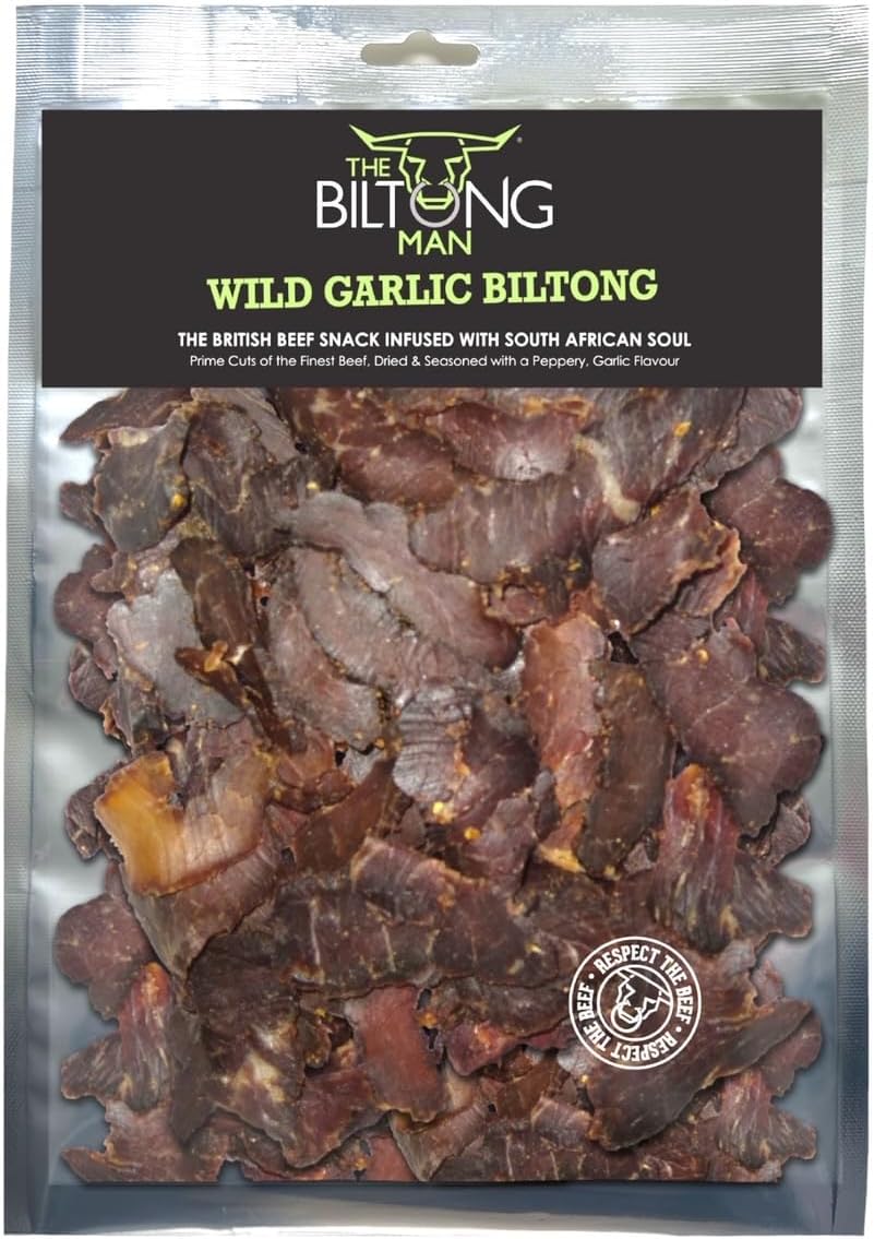The Biltong Man - Wild Garlic - High-Protein Lean Beef Biltong Snack ...