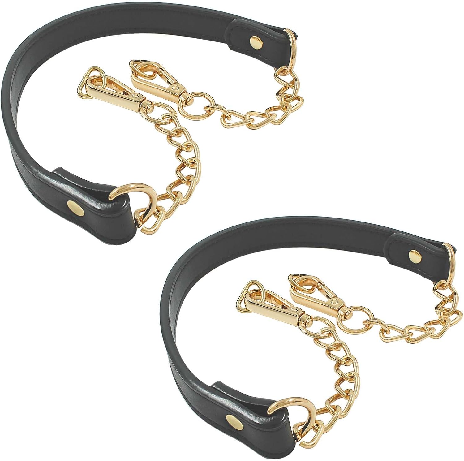 Amazon.com: Luomorgo 2 Pcs Metal Chain Handles Strap, Black PU Leather ...