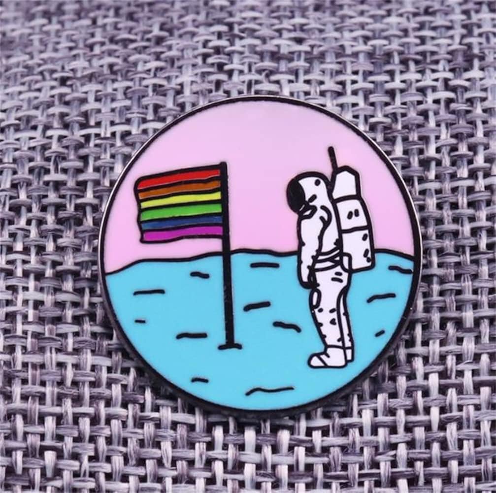 Amazon.com: FULLES LGBT Pride Flag In Space Enamel Pin Badge Rainbow ...