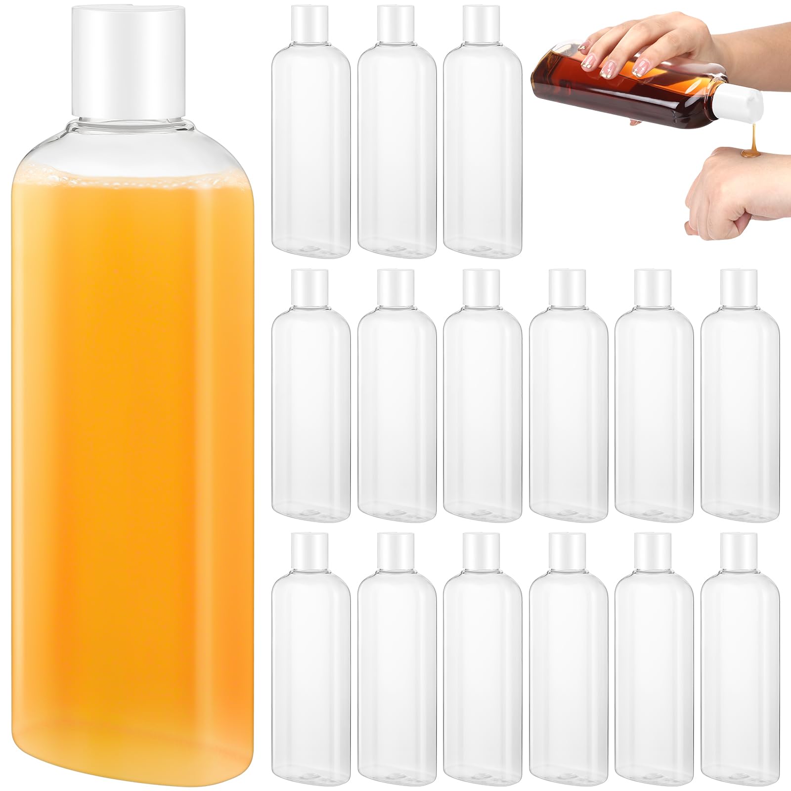 Amazon.com: Domensi 24 Pcs 10oz Plastic Bottle Squeeze Containers with ...