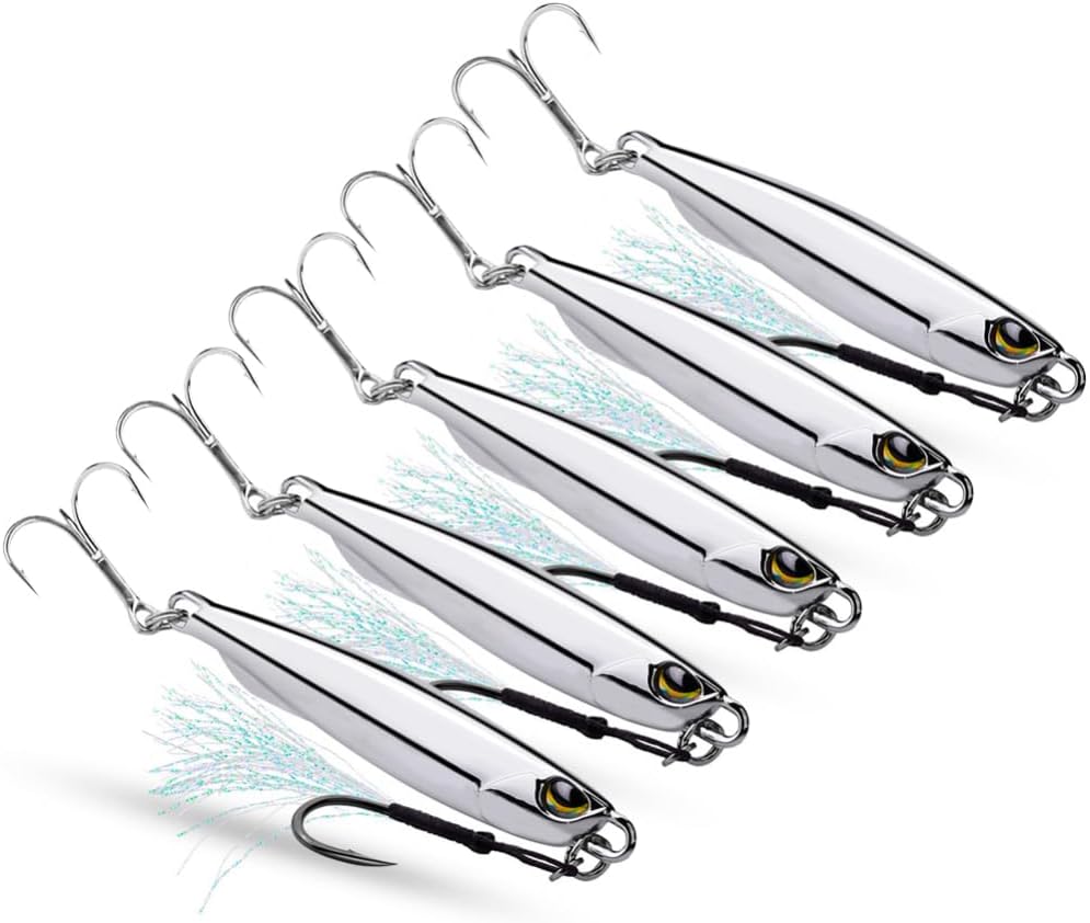 Naiveferry 5Pcs Fishing Lures, Stainless Steel Metal Fishing Lures ...