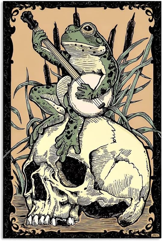 Amazon.com: Banjo Frog Art Poster Frog Playing Banjo Retro Poster On ...