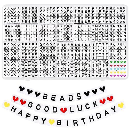DIYDEC 1400Pcs Cube Letter Beads Kit, A-Z Acrylic White Square Alphabet ...