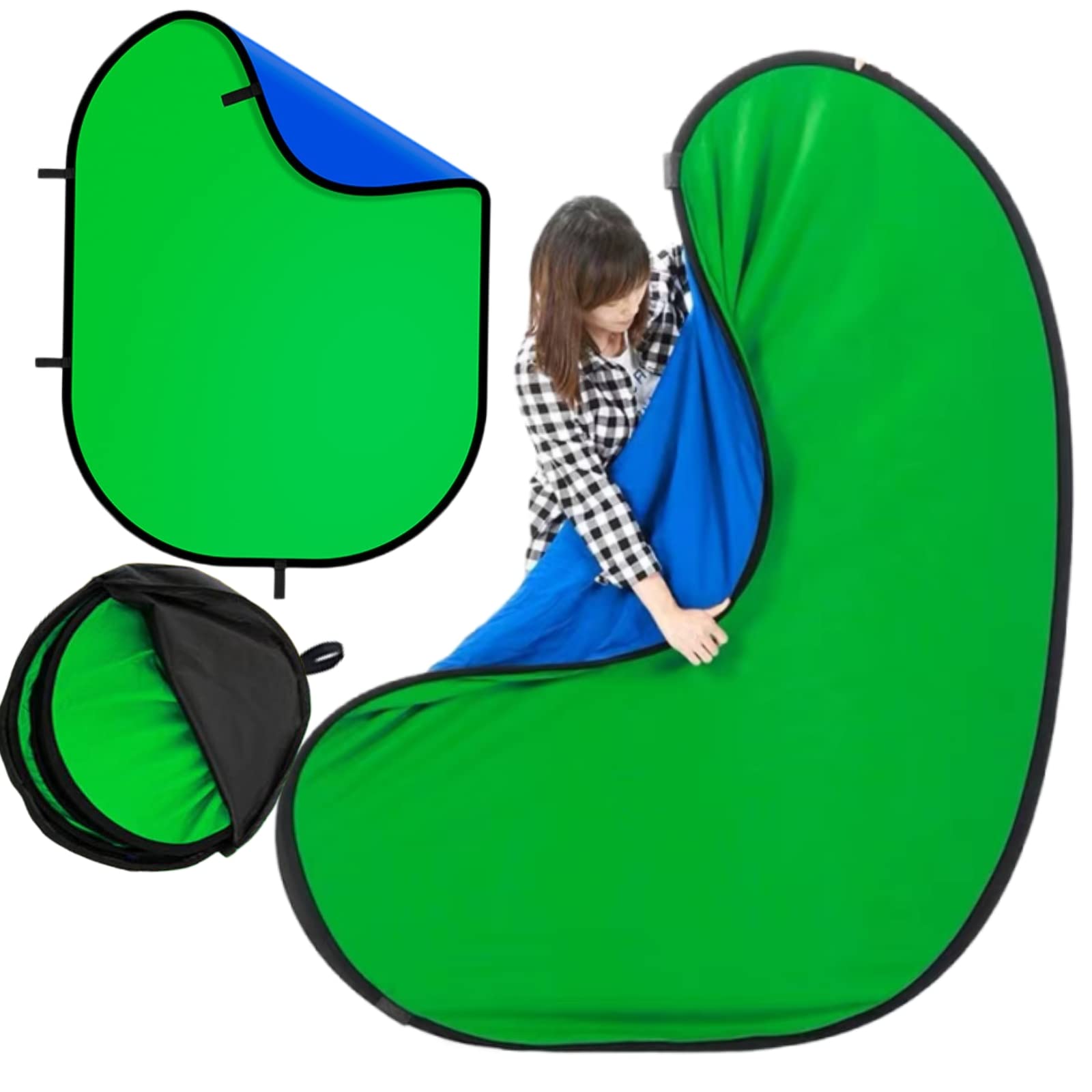 Amazon.com : Blue Screen Green Screen Backdrop Double Sided Collapsible ...