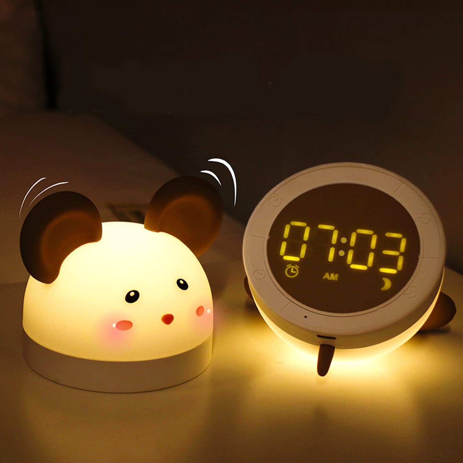 Bedroom Clock Buy NESIFEE Pink Alarm Clock With Night Light, Cute Cat ...