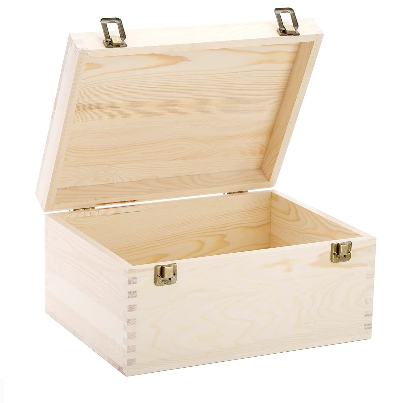 Extral Large Wooden Box, 13" x 10" x 6.5" Unfinished Wooden Box with ...