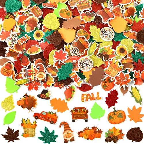 Amazon.com: 600 PCS Fall Foam Stickers - Thanksgiving Turkey, Maple ...
