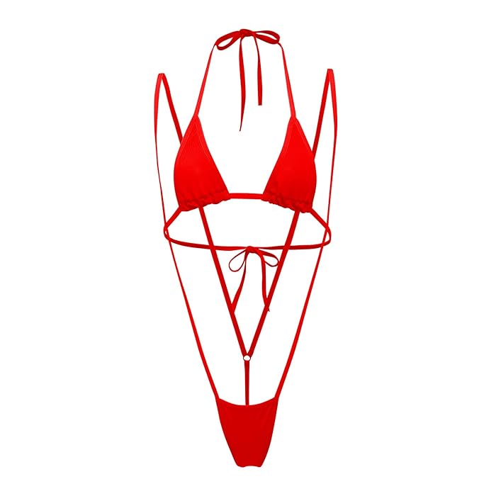 Buy Women Rhinestone Slingshot Bikini Set Halter Lingerie Swimwear Sexy ...