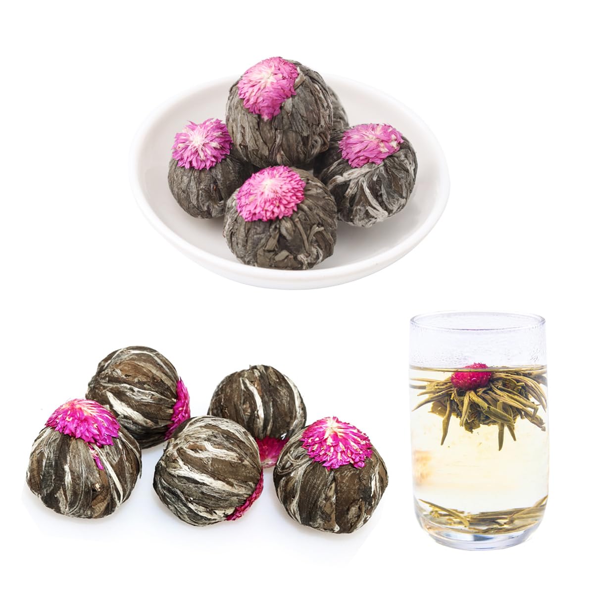 Blooming Tea Teekugeln, einzeln versiegelt, 10 Stück, handgebunden ...