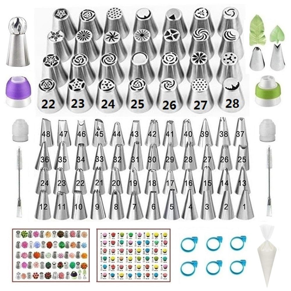 Amazon.com: YOQXHY 193 Pcs Russian Piping Tips Set, with 28 Numbered ...