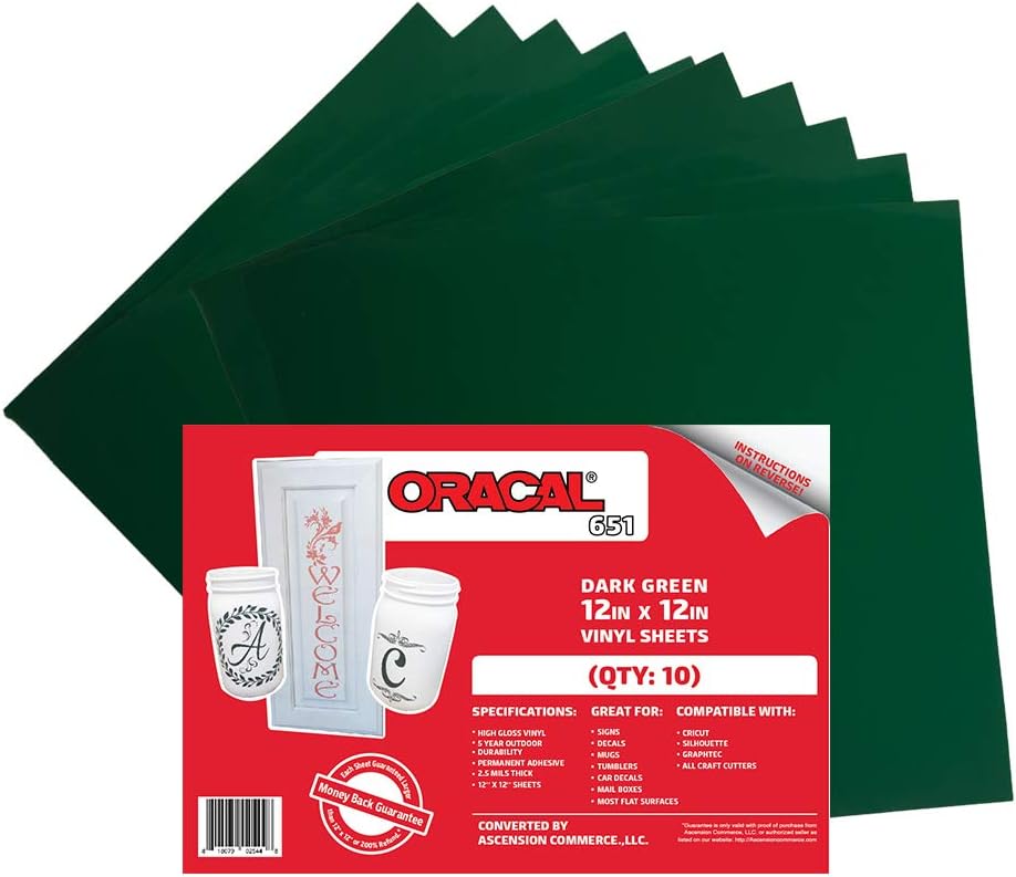 Amazon.com: Oracal 631 Matte Vinyl 12 Inches x 6 Feet - Dark Green ...