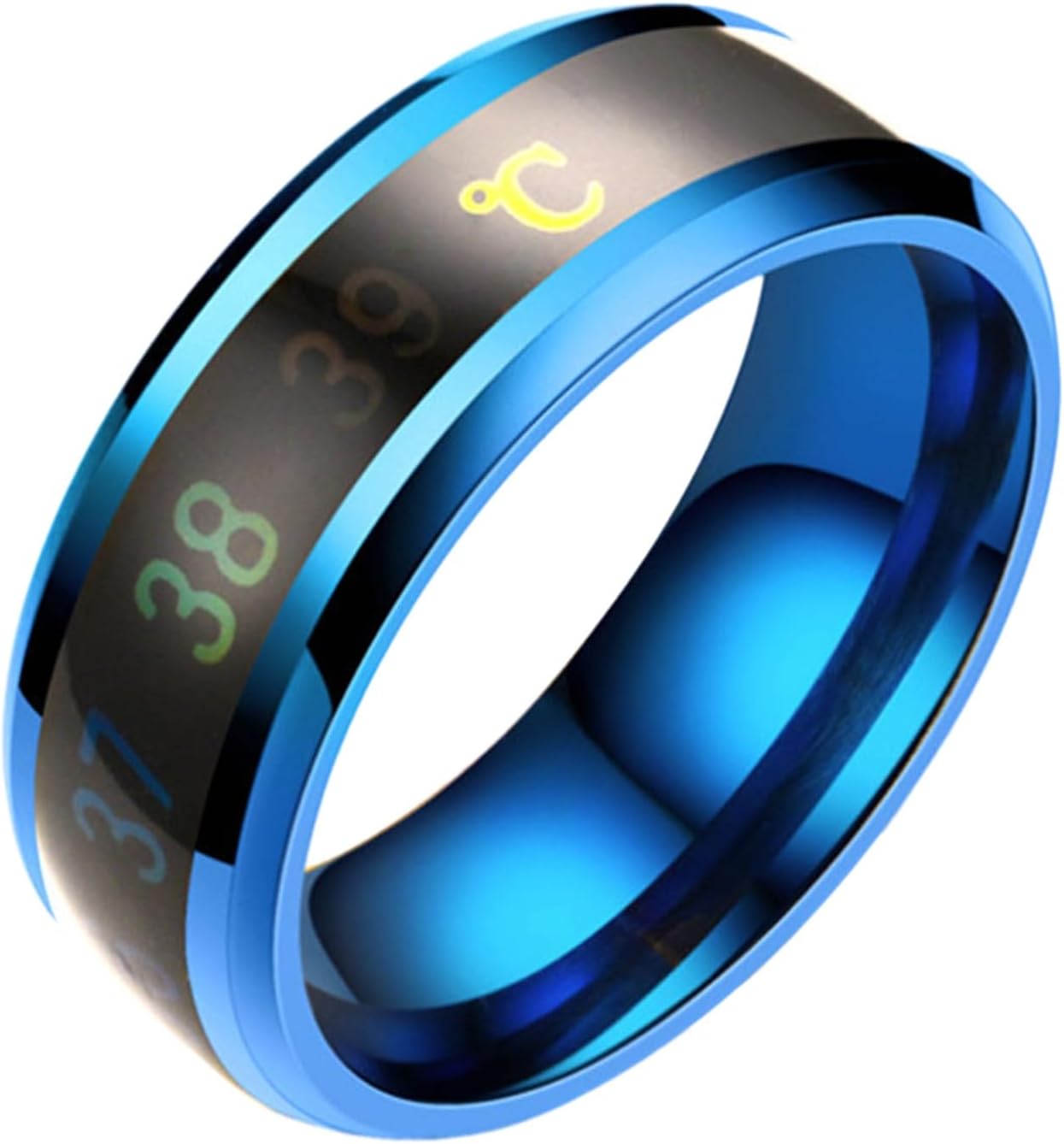 Amazon.com: Grebest Temperature Display Ring Titanium Steel Wedding ...
