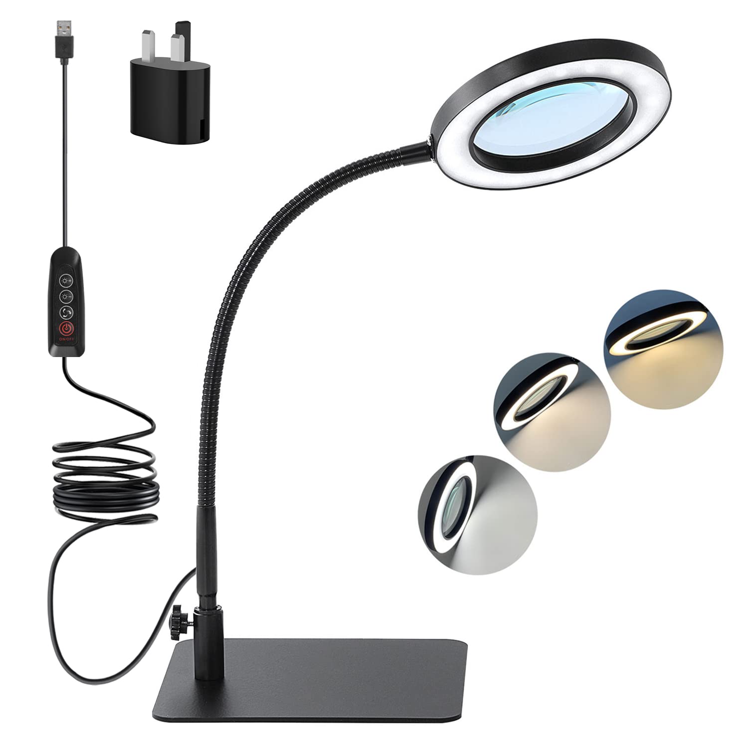 Magnifying Glass With Light And Stand Beigaon 3x Led Magnifying ...