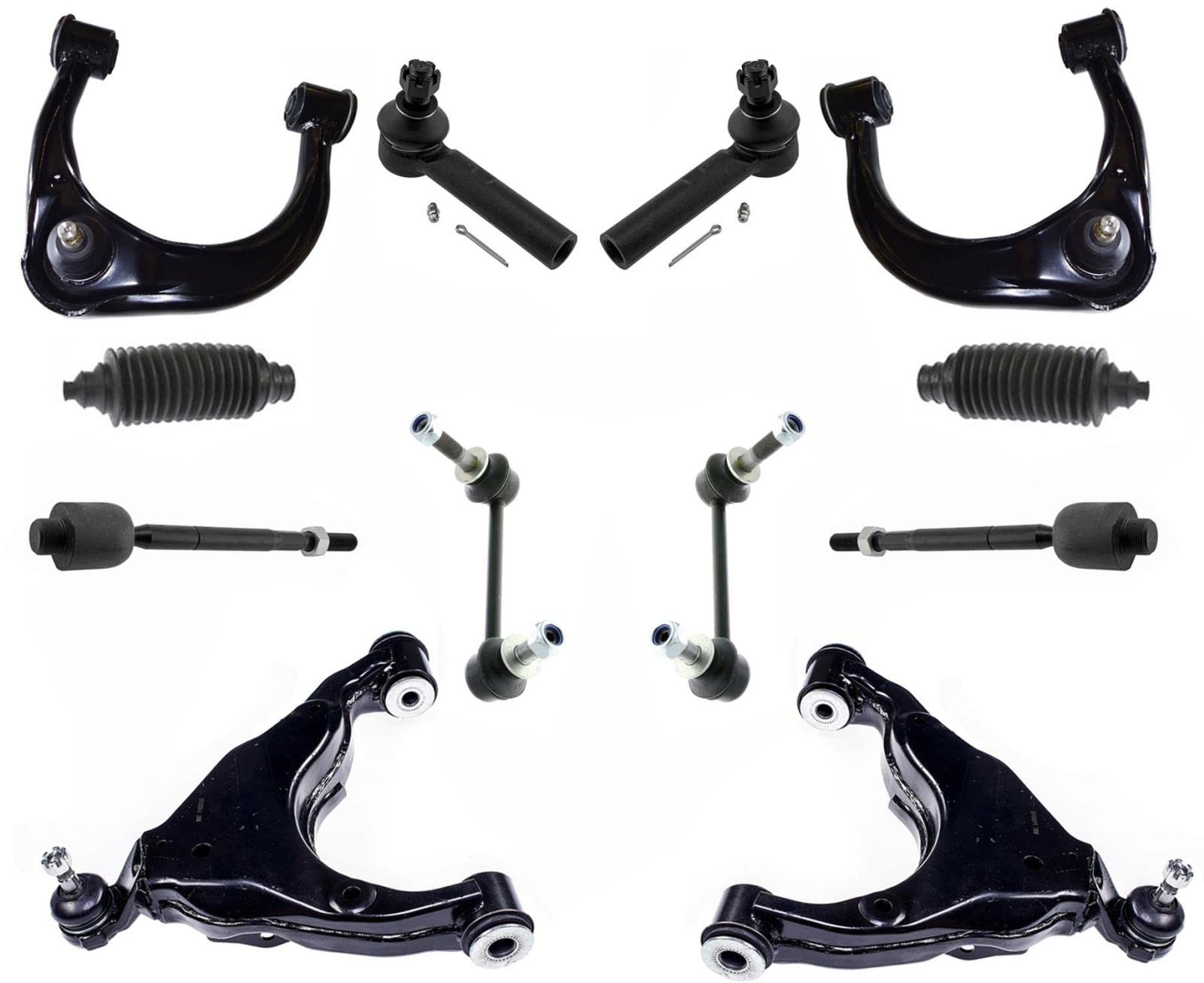 Amazon.com: Front Upper & Lower Control Arms Tie Rods Links Replacement ...