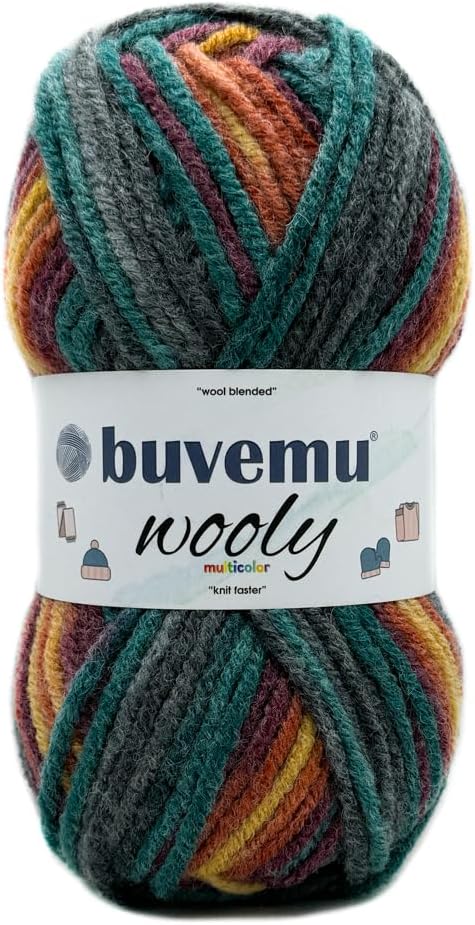 Amazon.com: Wooly Multicolor Soft Fluffy Bulky Weight #5 Wool Blended ...