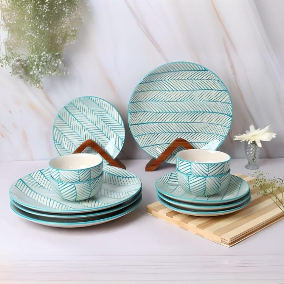 Artysta 'Sea Swirls' Dinner Set Ceramic | 6 Ceramic Dinner Plate, 6 ...
