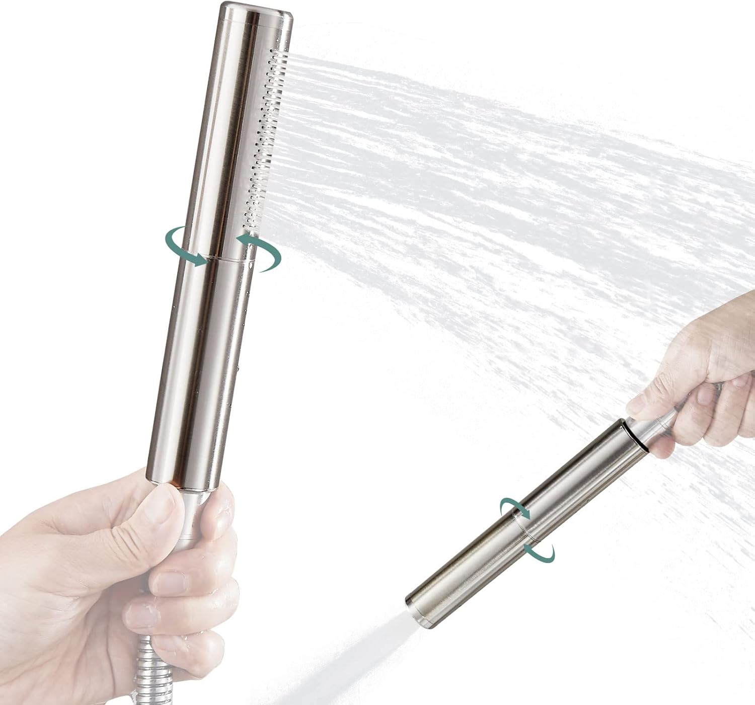 Heyalan Brass Handheld Shower Spray 2 in 1 Function Brushed Nickel ...