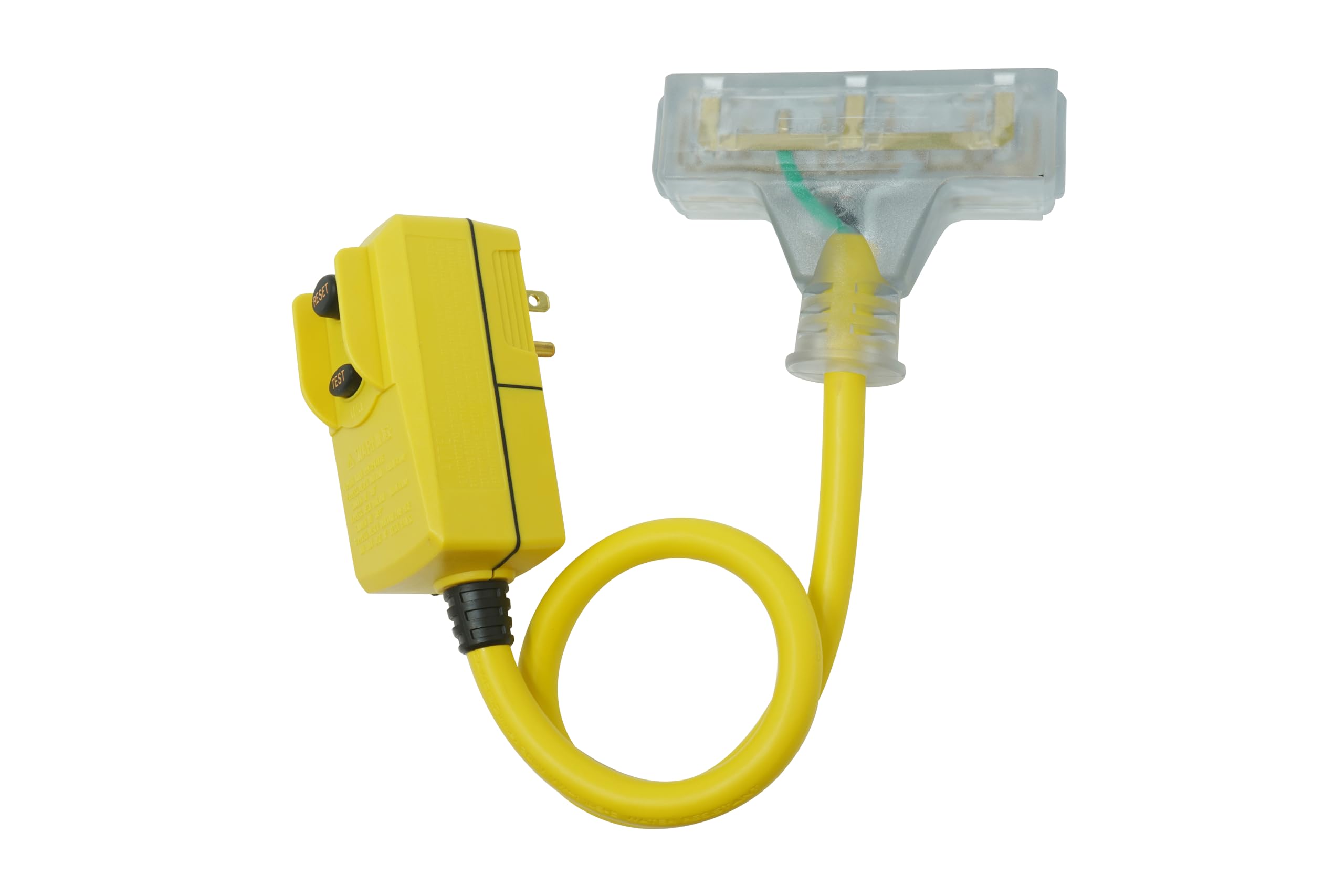 Southwire Right Angle GFCI, 2Ft Right Angle GFCI Extension Cord, Tri ...