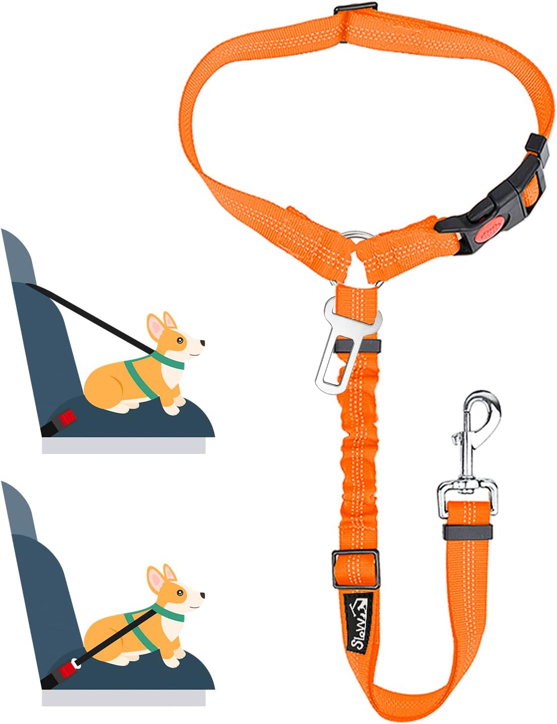 SlowTon Hundegurt fürs Auto, 2-in-1 Kopfstützen-Rückhalte Anschnallgurt ...