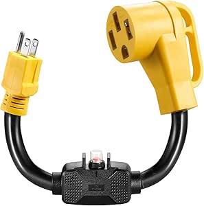 Overload Protector 15 Amp to 50 Amp RV Adapter Cord with Circuit ...