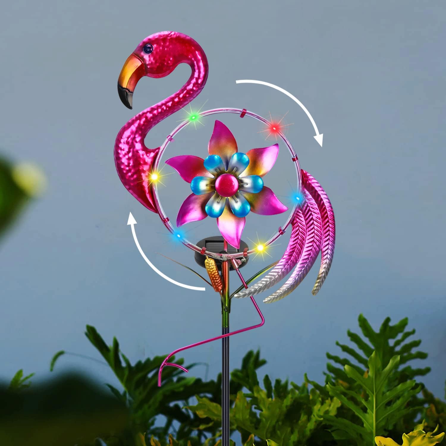 Amazon.com: Solar Wind Spinner Flamingo Outdoor Metal Stake, 12 Multi ...