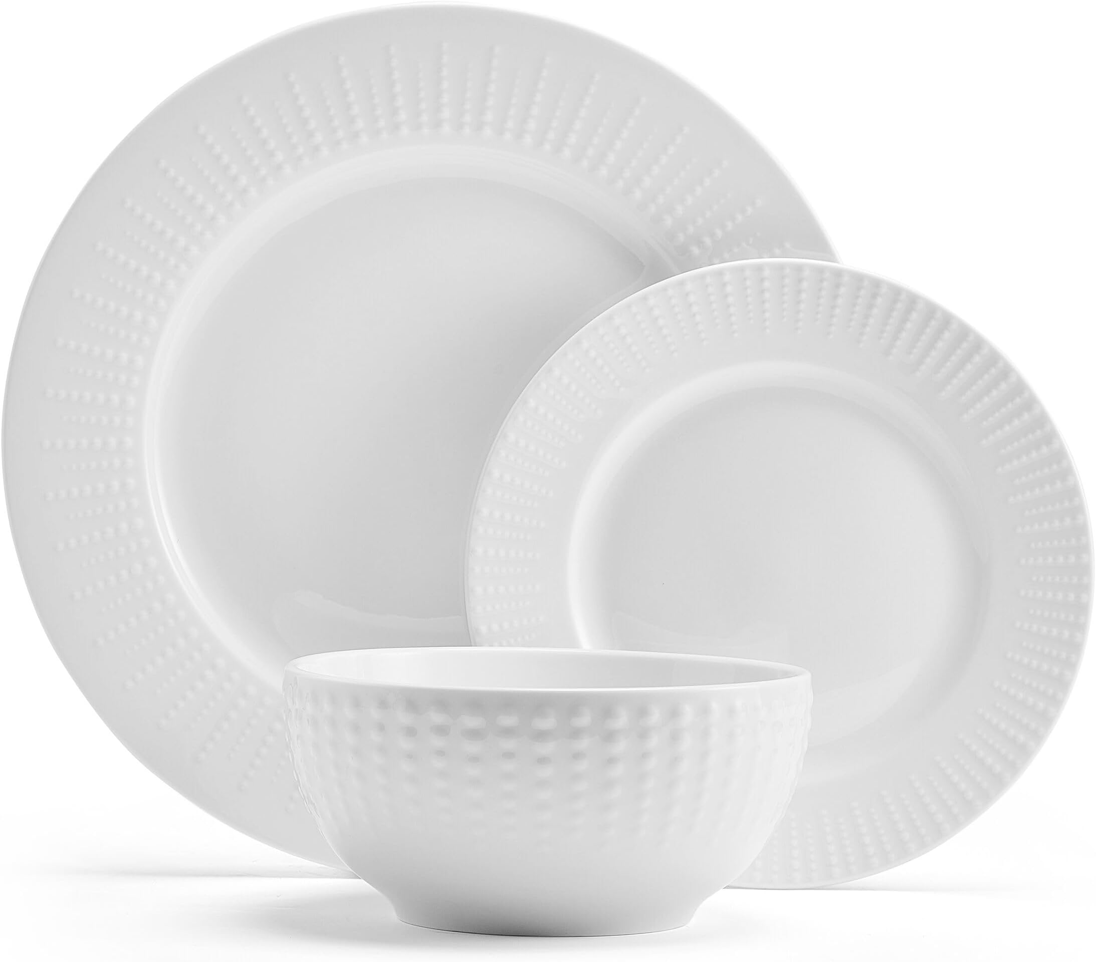 Amazon.com | Tabletops Gallery Embossed White Porcelain Round ...