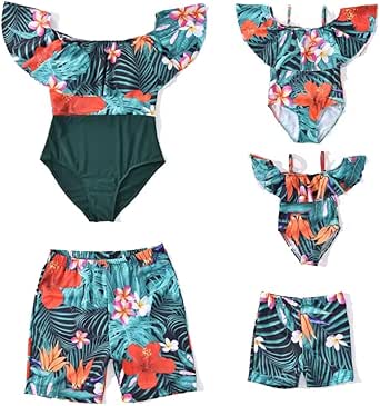 Amazon.com: Family Matching Swimwear Plant Parent Child Family Suit Mom ...