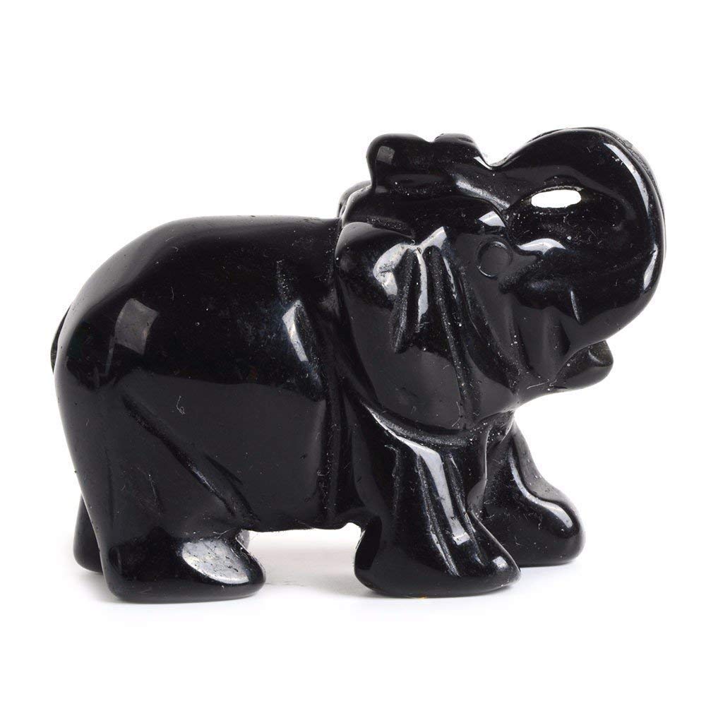 Amazon.com: Carved Natural Black Obsidian Gemstone Elephant Healing ...
