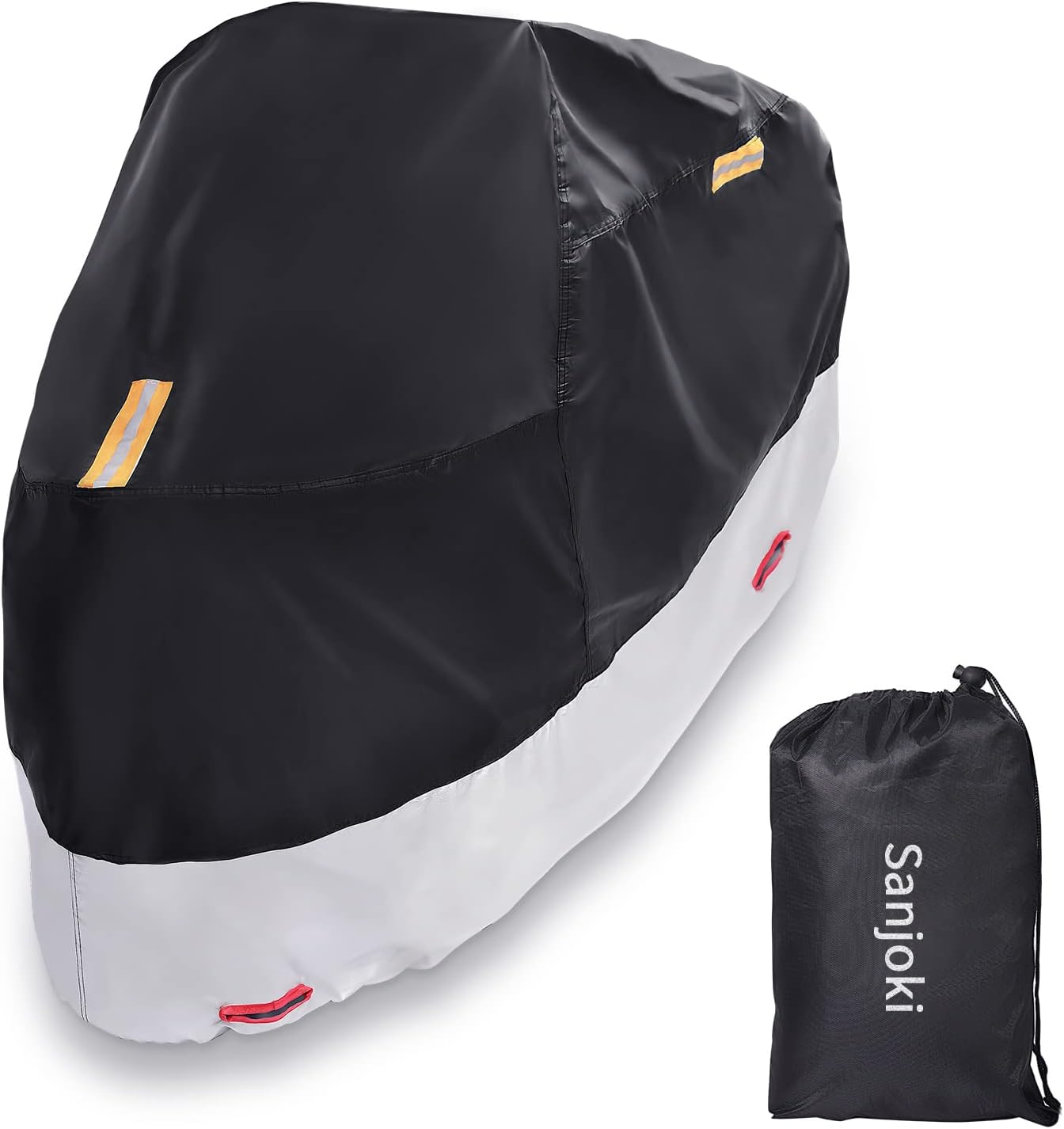 Sanjoki バイクカバー 車体カバー 210D 高機能 風飛び防止 防水 防雪 防塵 耐熱 鍵穴盗難防止 収納袋付き XXL 90％以上節約