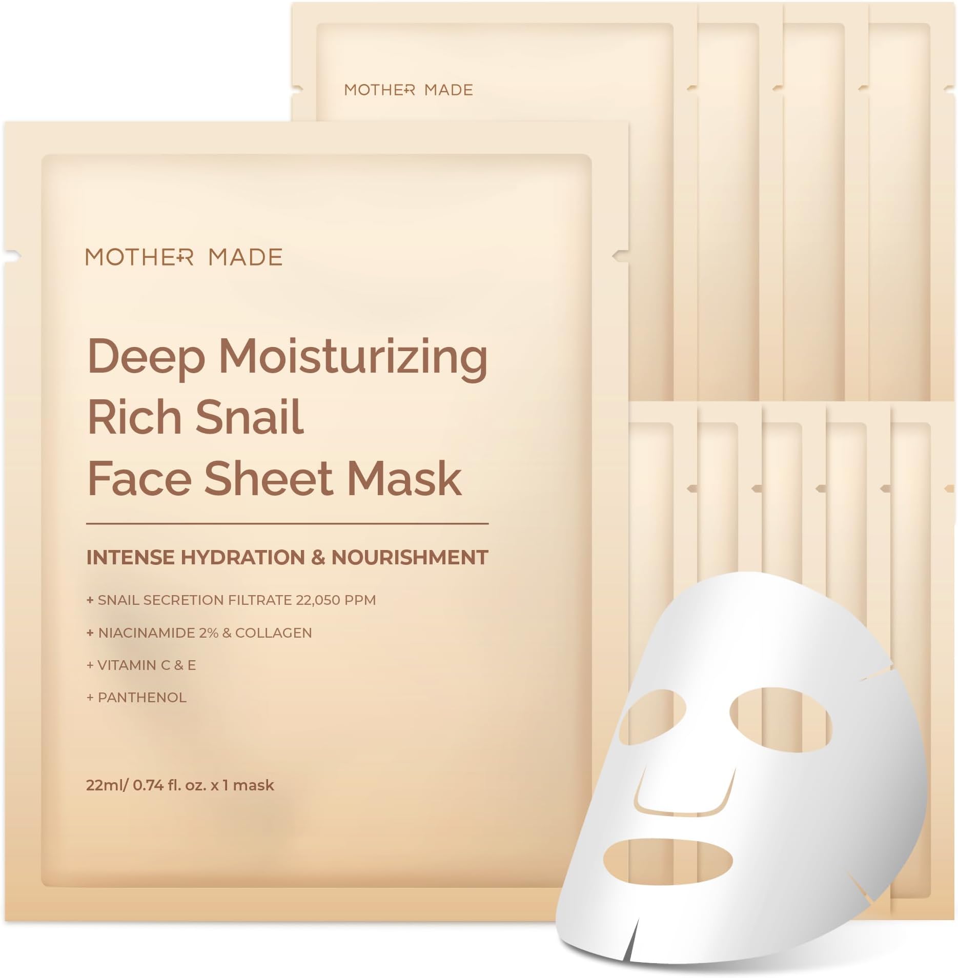 Amazon.com : MOTHER MADE Moisturizing Snail Mucin Face Mask 10 Sheets ...