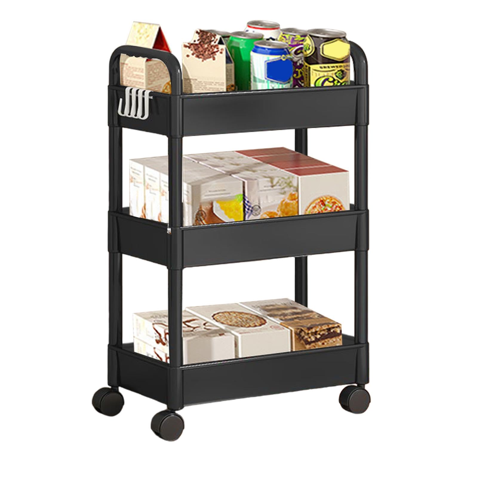 Amazon.com: 3 Tier Rolling Cart Organizer - Multi-Functional Storage ...