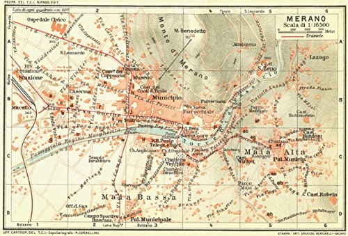 ITALY: Merano, 1927 vintage map: Amazon.co.uk: 0887440071445: Books