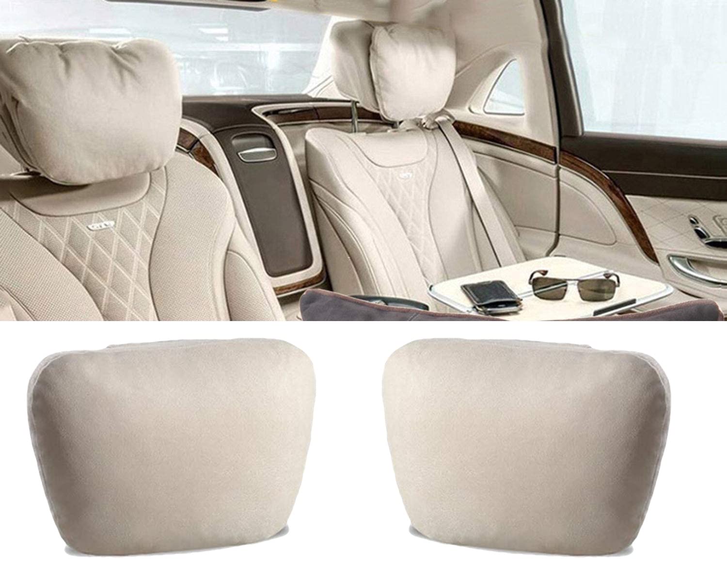 24x7 eMall 2pc Universal Car Soft Pillow Compatible with Mercedes Benz ...