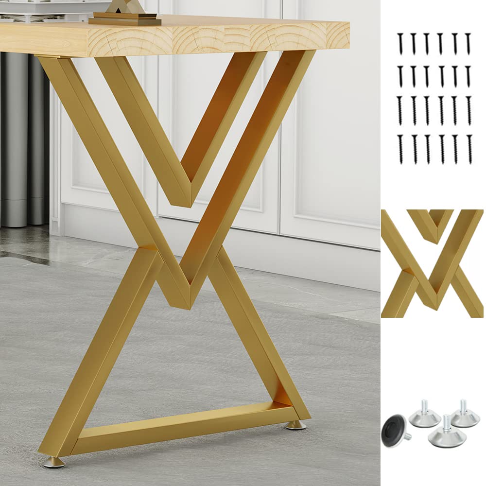 HEONITURE Table Legs 28 inch Gold,Metal Modern Desk Legs Diamond Shape ...
