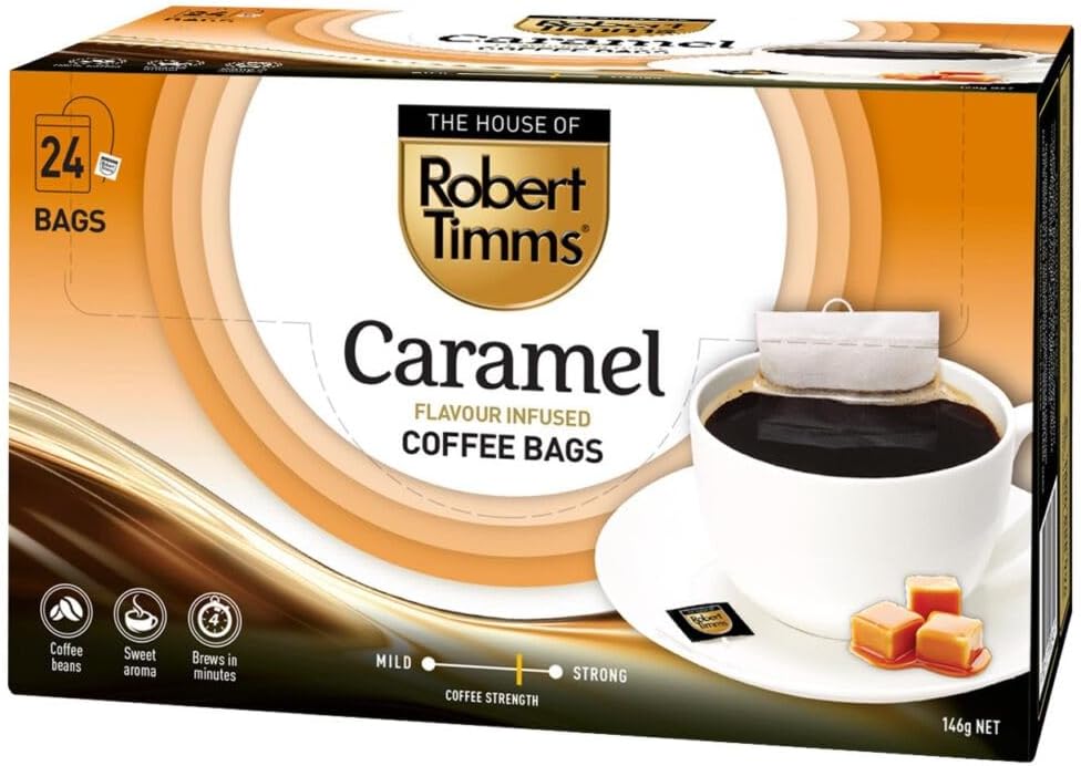 Robert Timms Caramel Flavoured Coffee Bags 146 g (24 Bags) : Amazon.com ...