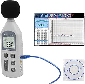 Amazon.co.jp: DULPER Decibel Meter, Sound Level Reader with Data Recording, 30-130dBA dB Meter ...