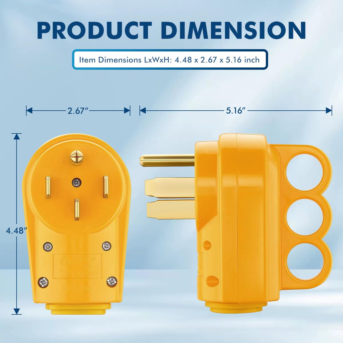 Snapklik.com : NEMA 14-50P 50 Amp RV Plug, 125/250V Heavy Duty ...