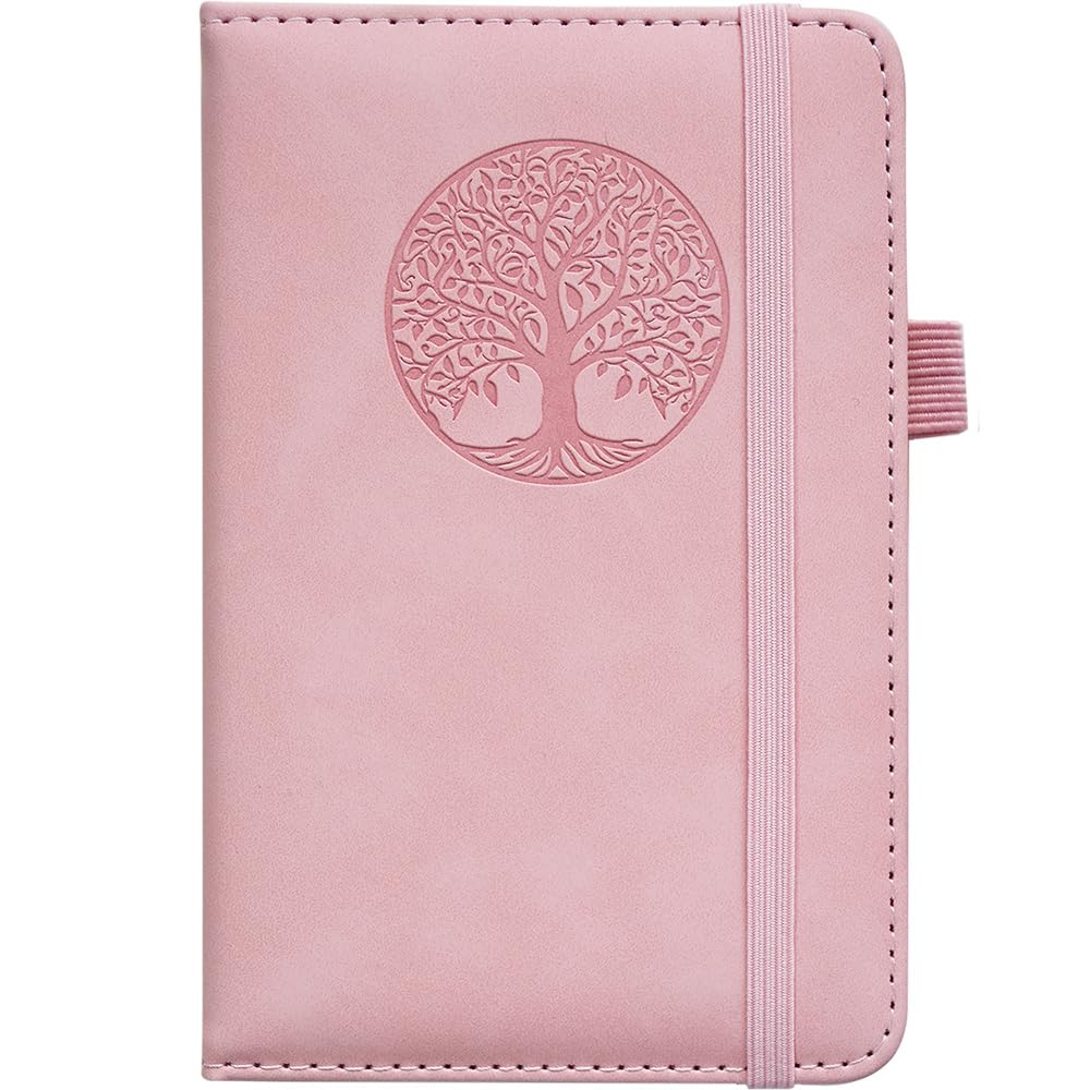 Amazon.com : BIYUNRO Small Pocket Notebook, Leather Journal Mini (Pink ...