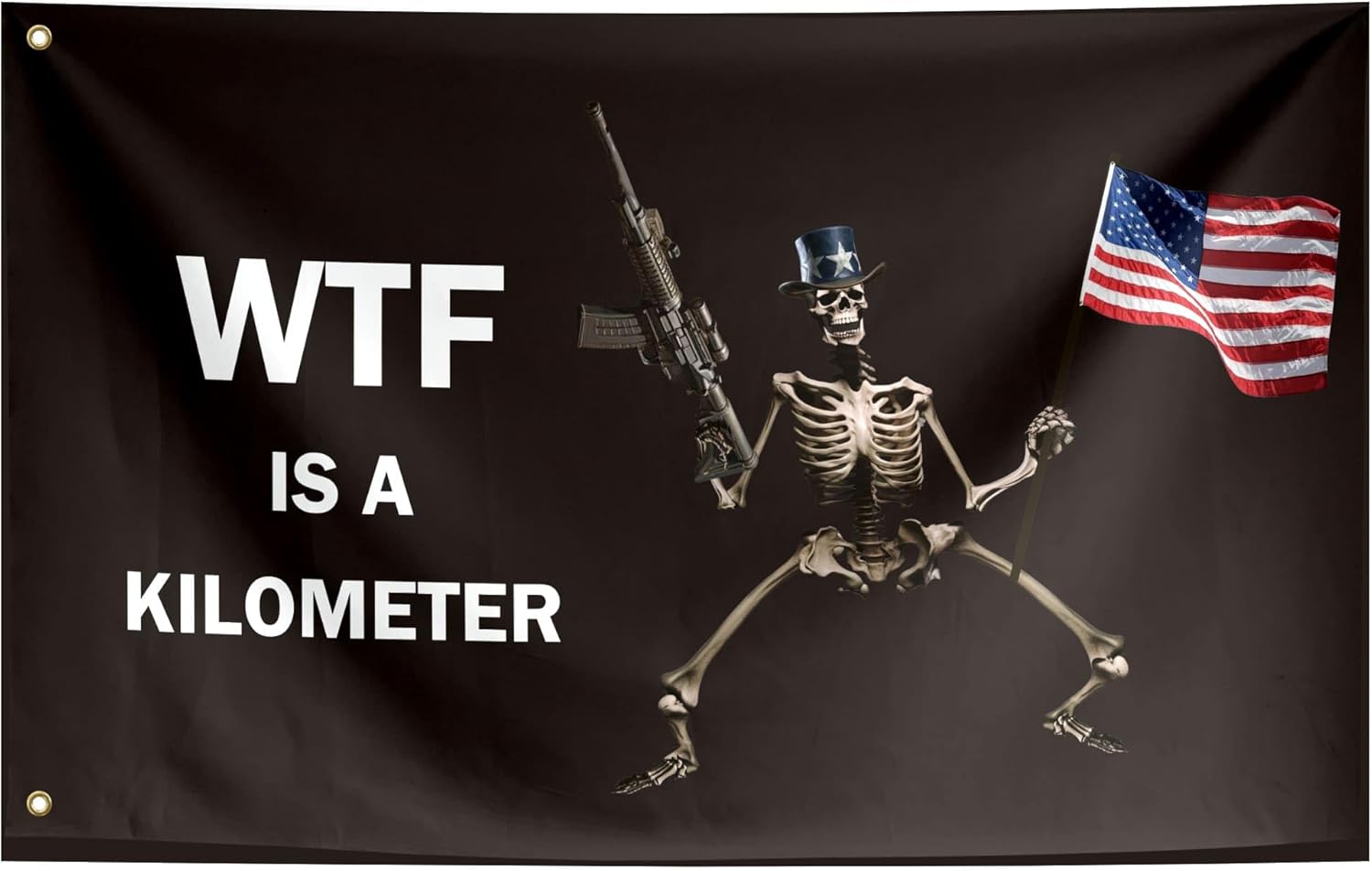 WTF Is A Kilometer Funny Skeleton Flags Meme Cool Flags Banner 3x5 ft ...