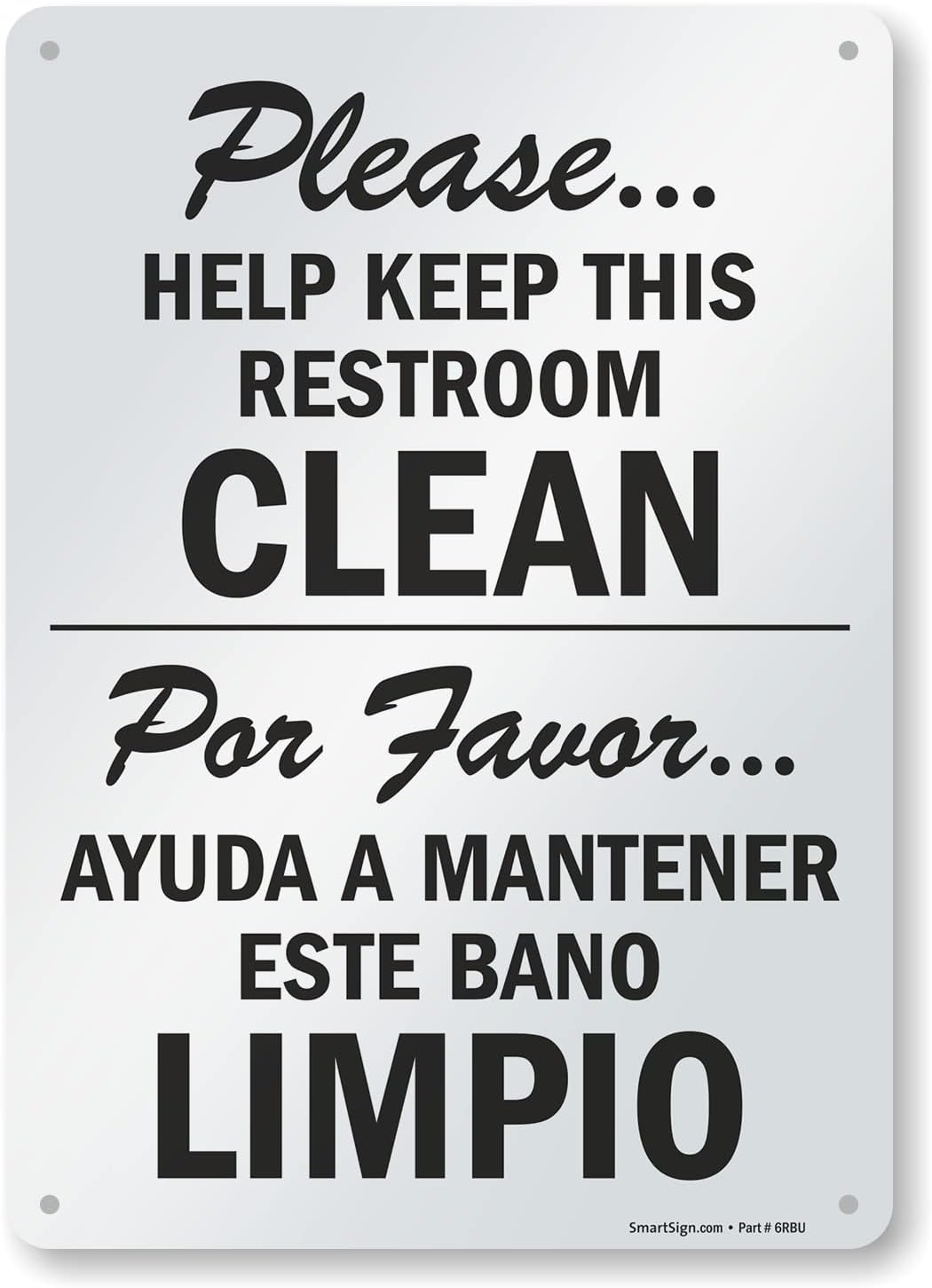 Amazon.com : Standard Please Help Keep Our Restroom Clean Door/Wall ...