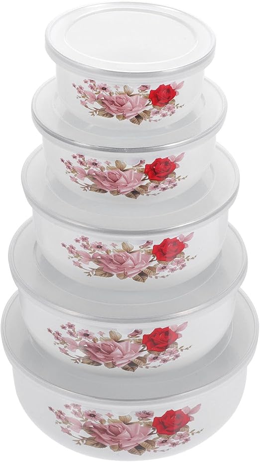 Amazon.com: DOITOOL Enamel Mixing Bowls with Lids 5 Pcs Enamel Basin ...