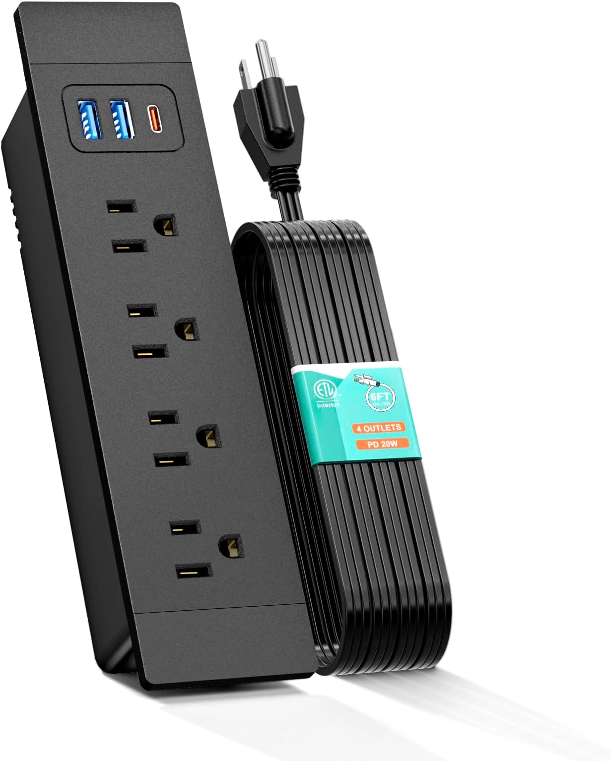 Amazon.com: QBA Recessed Power Strip with USB C PD 20W, Desk Outlet ...