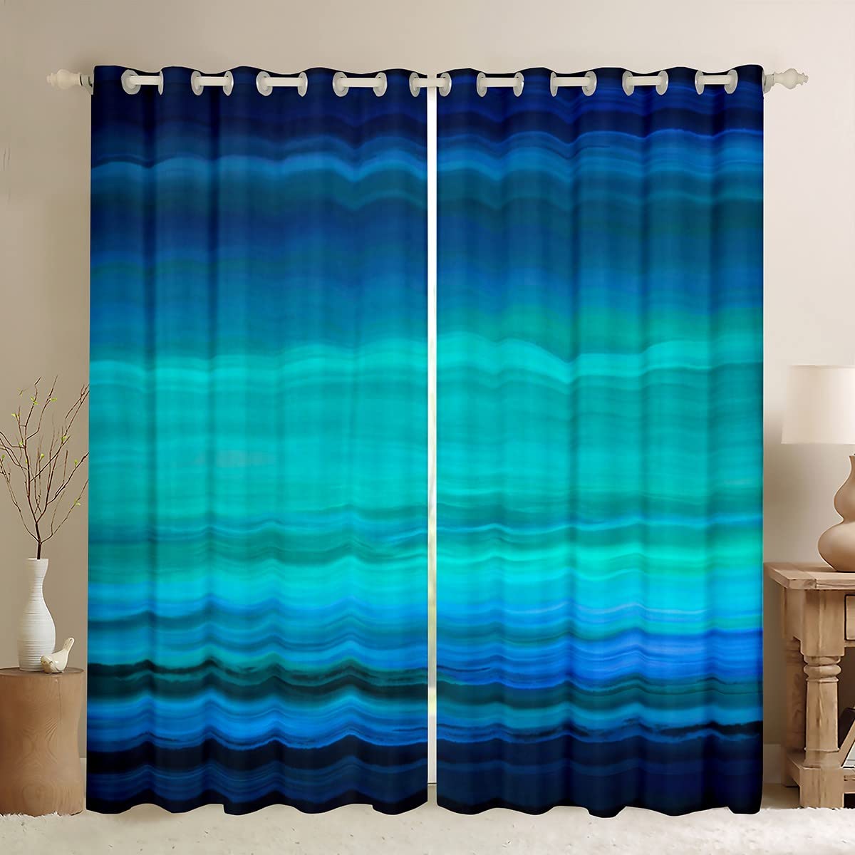 Ocean Blue For Bedroom Curtains