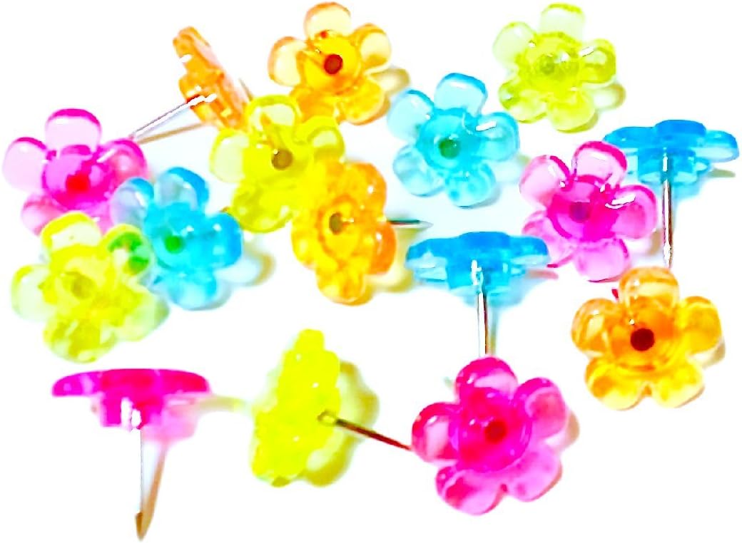 Amazon.com : KUDOS.JP Cute Flower Push Pins 100pcs for Cork Board ...